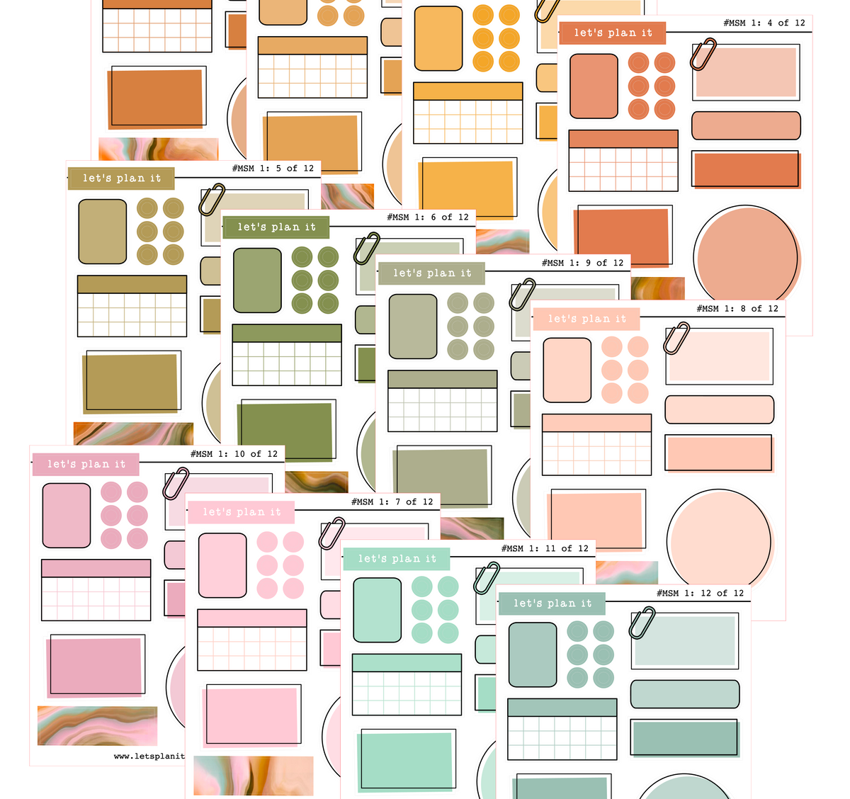 Sampler mini sheets | V1 | 12 sheets | 2 paper types – LetsPlanIt