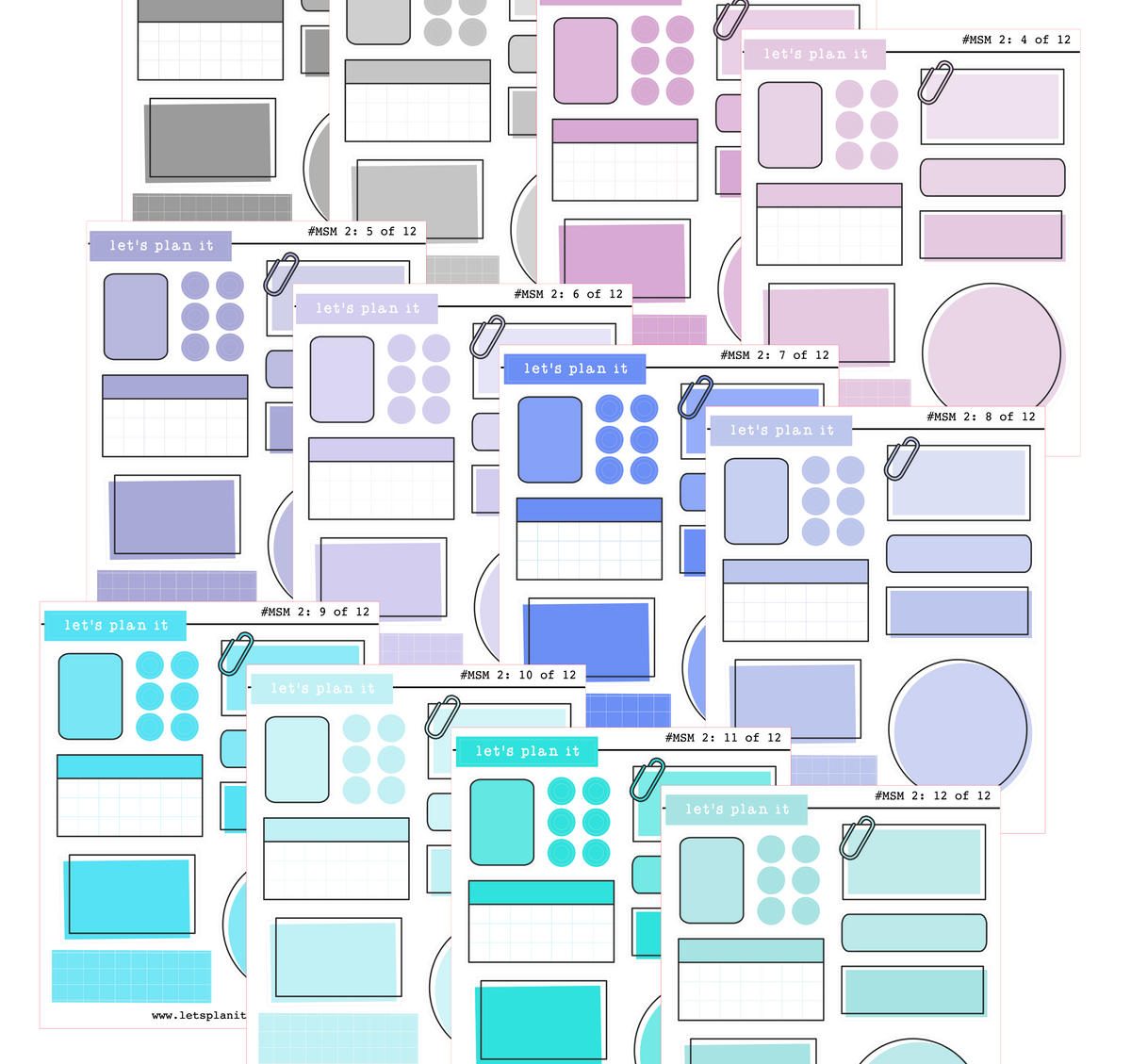Sampler mini sheets | V2 | 12 sheets | 2 paper types – LetsPlanIt