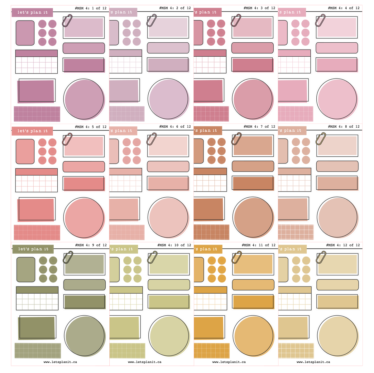 Sampler mini sheets | V4 | 12 sheets | 2 paper types – LetsPlanIt